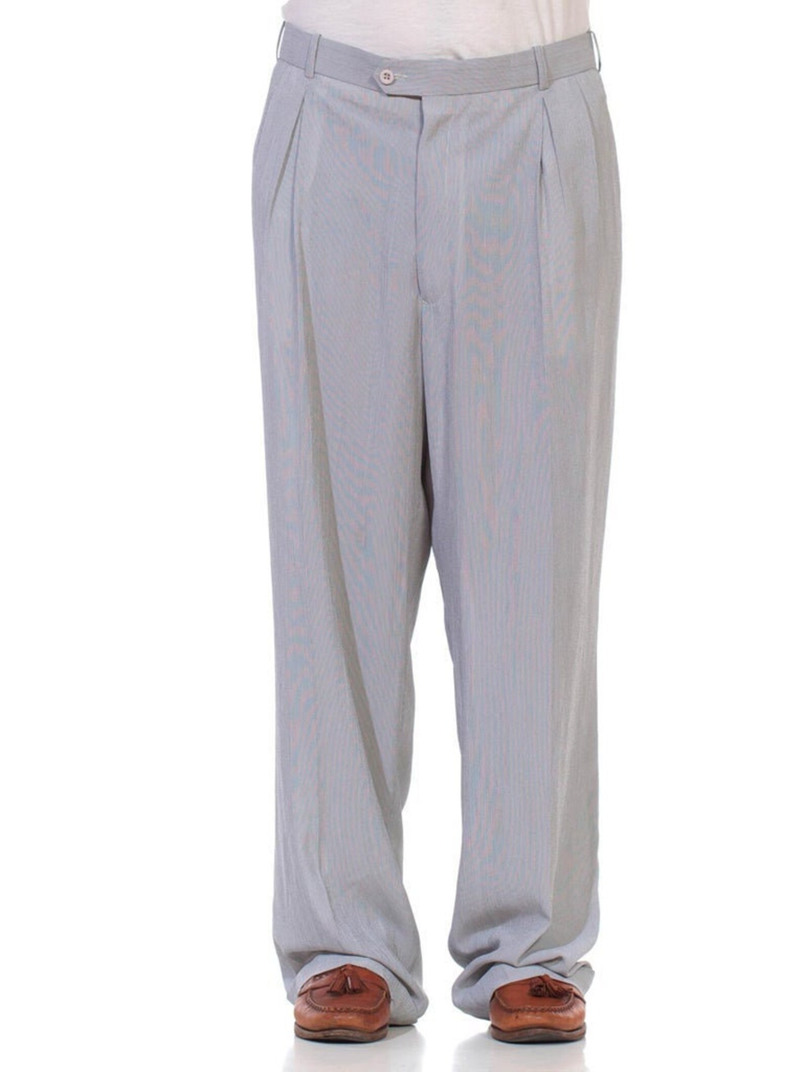 1990S Grey Polyester Rat Pack Style Men's Very Lightweight Crepe Pants ...