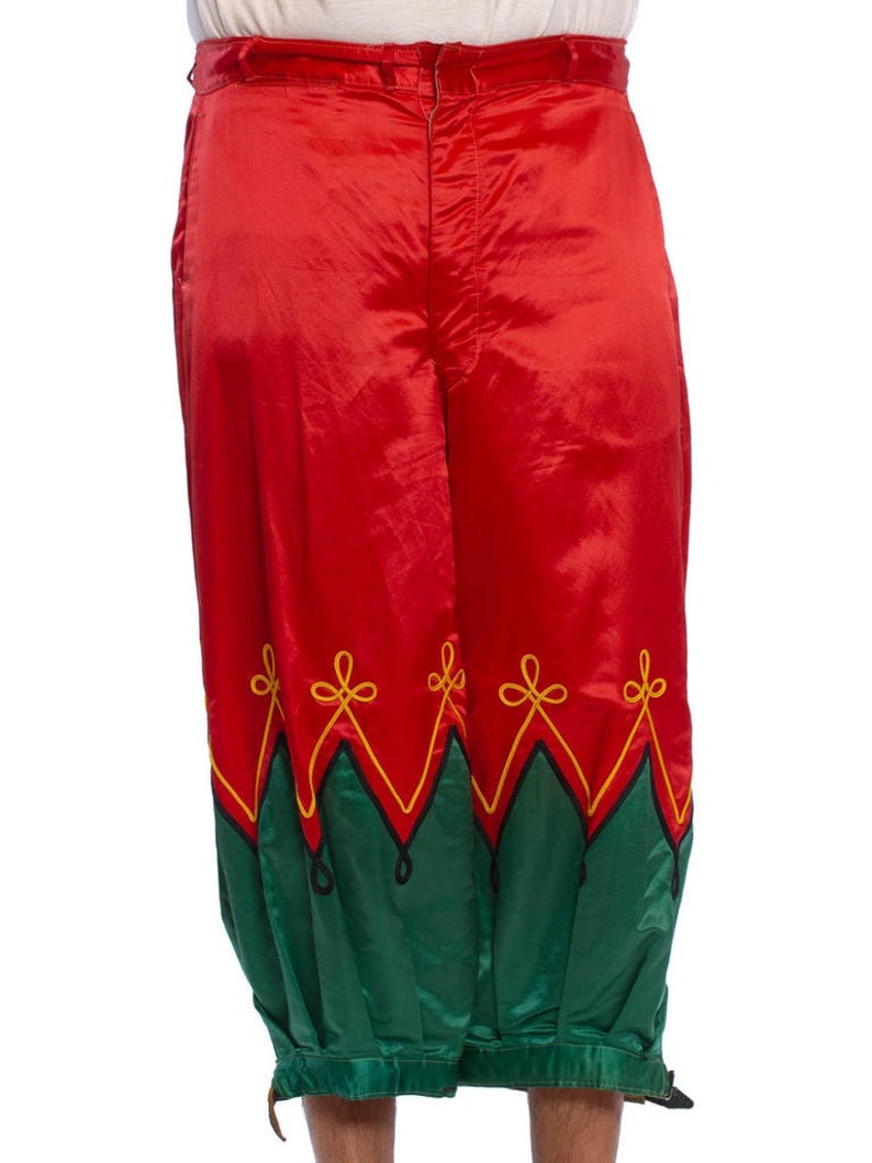 Victorian Red Green Silk Satin Rare Near Mint Men's Antique Circus ...