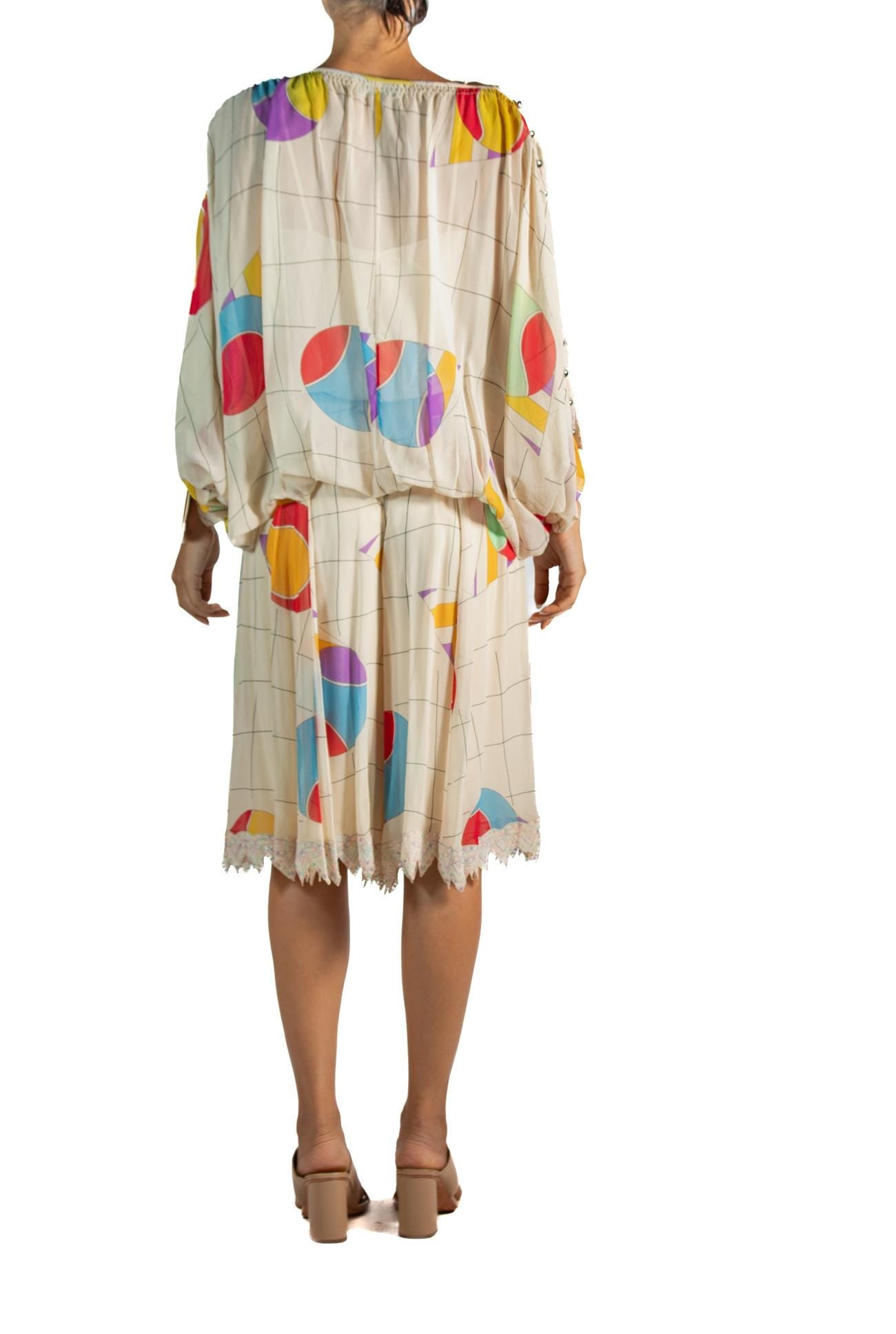 1980S Karl Lagerfeld Chloe Cream Silk Chiffon Memphis Modernist ...