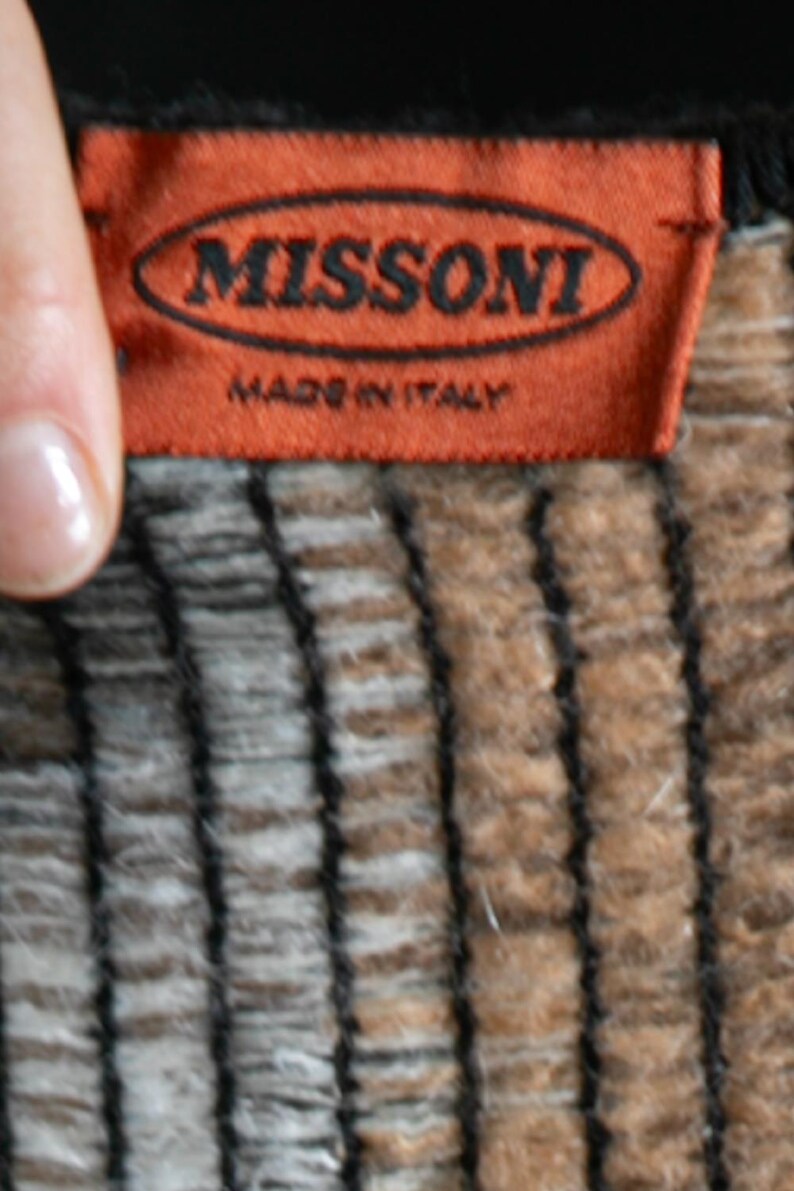 1990S Missoni Black White Beige Wool Knit Shawl - Etsy