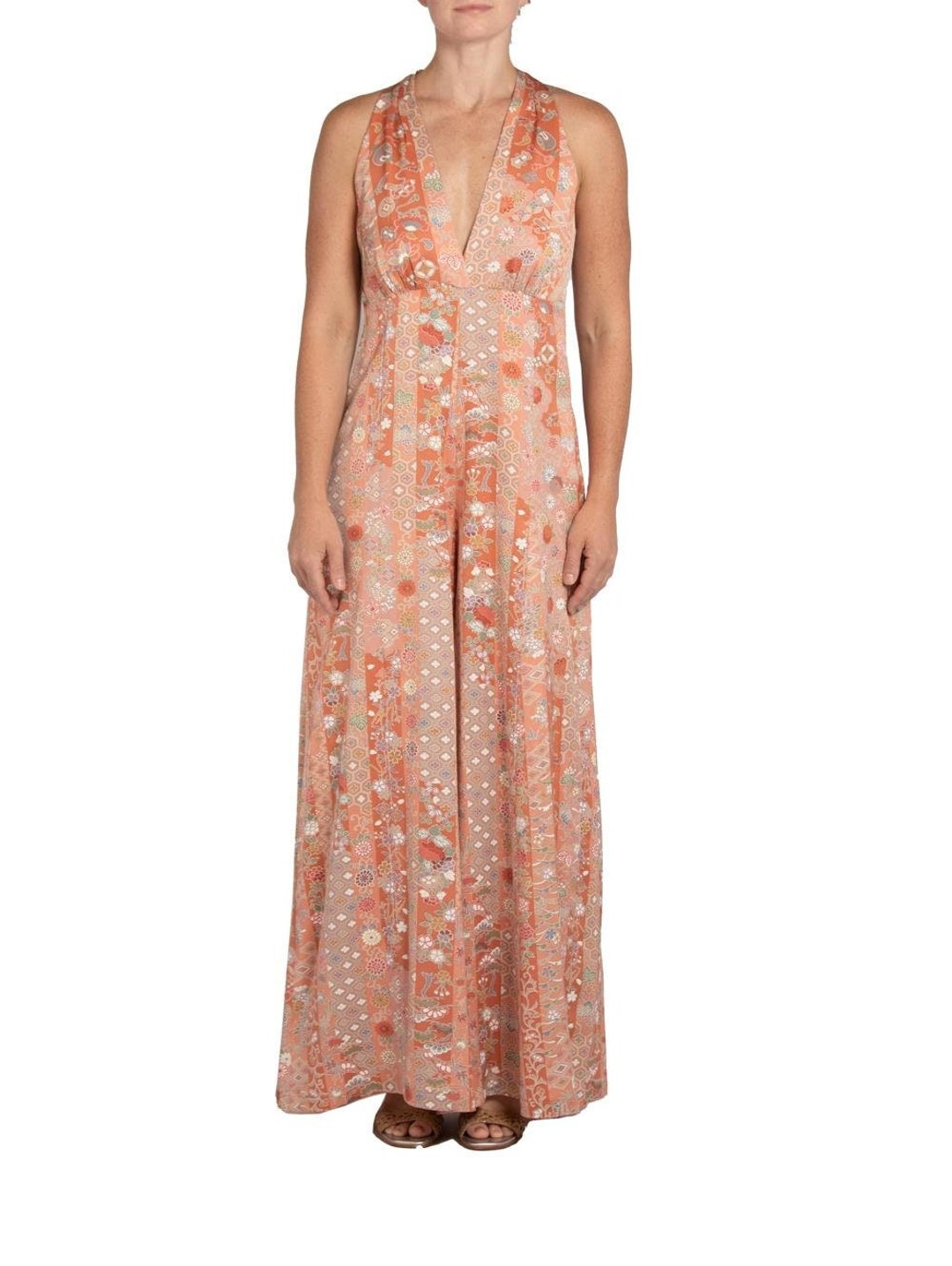 MORPHEW COLLECTION Copper Coral Japanese Kimono Silk M/L Jumpsuit - Etsy