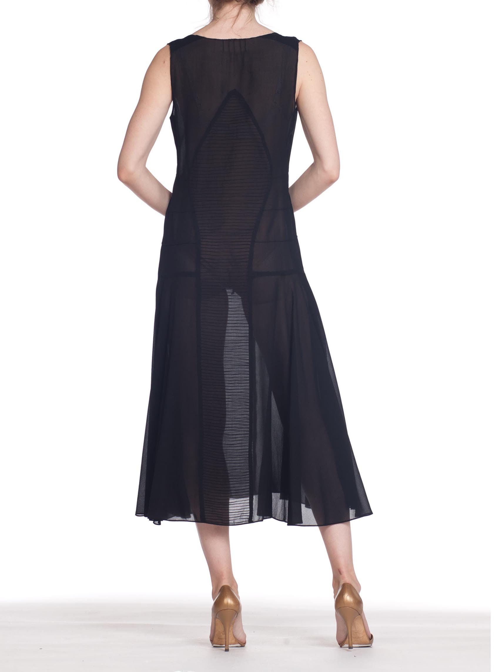 1920S Black Silk Crepe Sheer Deco Pintucked Day Dress - Etsy