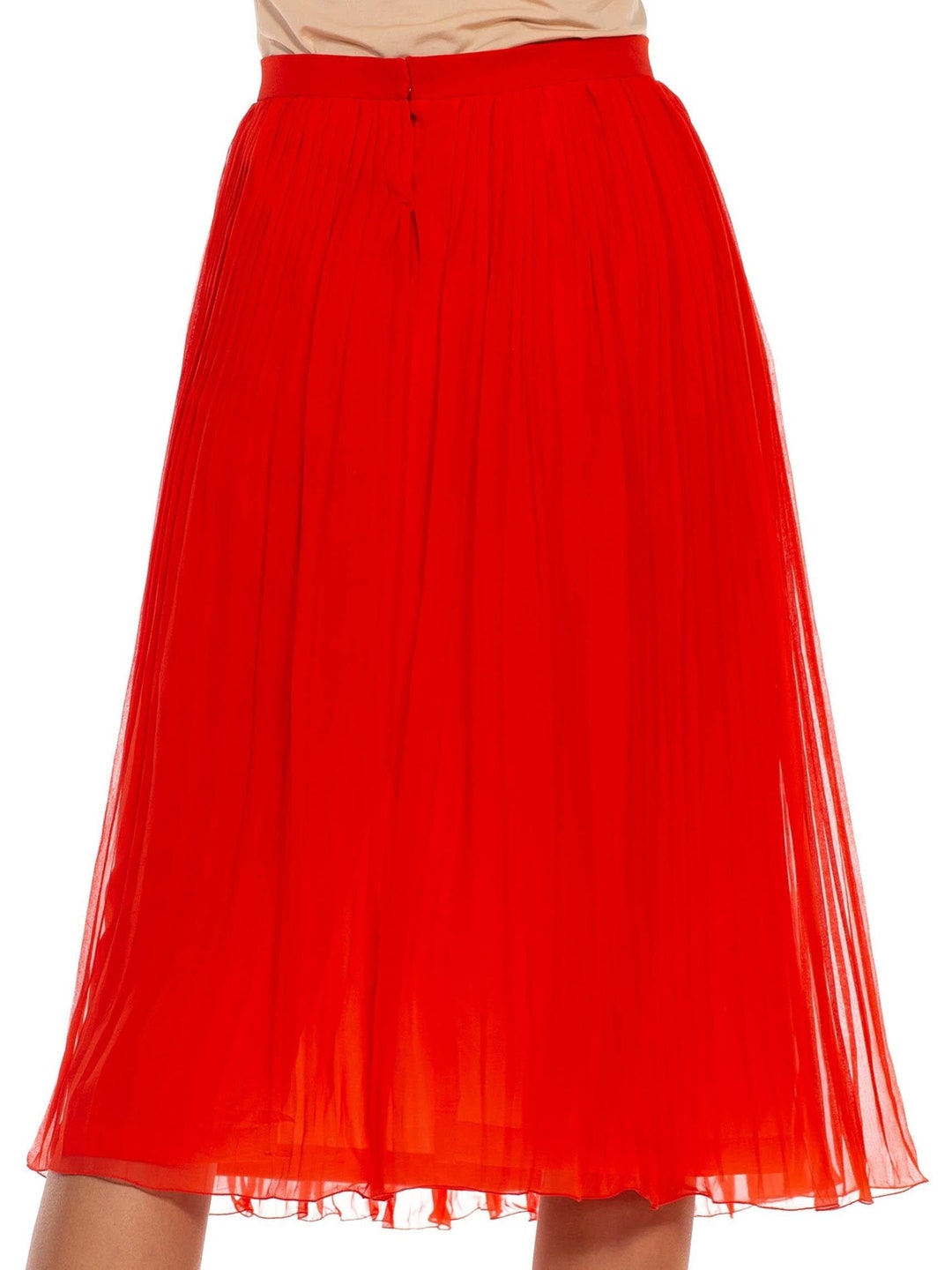 1970S CELINE Persimmon Silk Chiffon Micro Pleated Skirt - Etsy