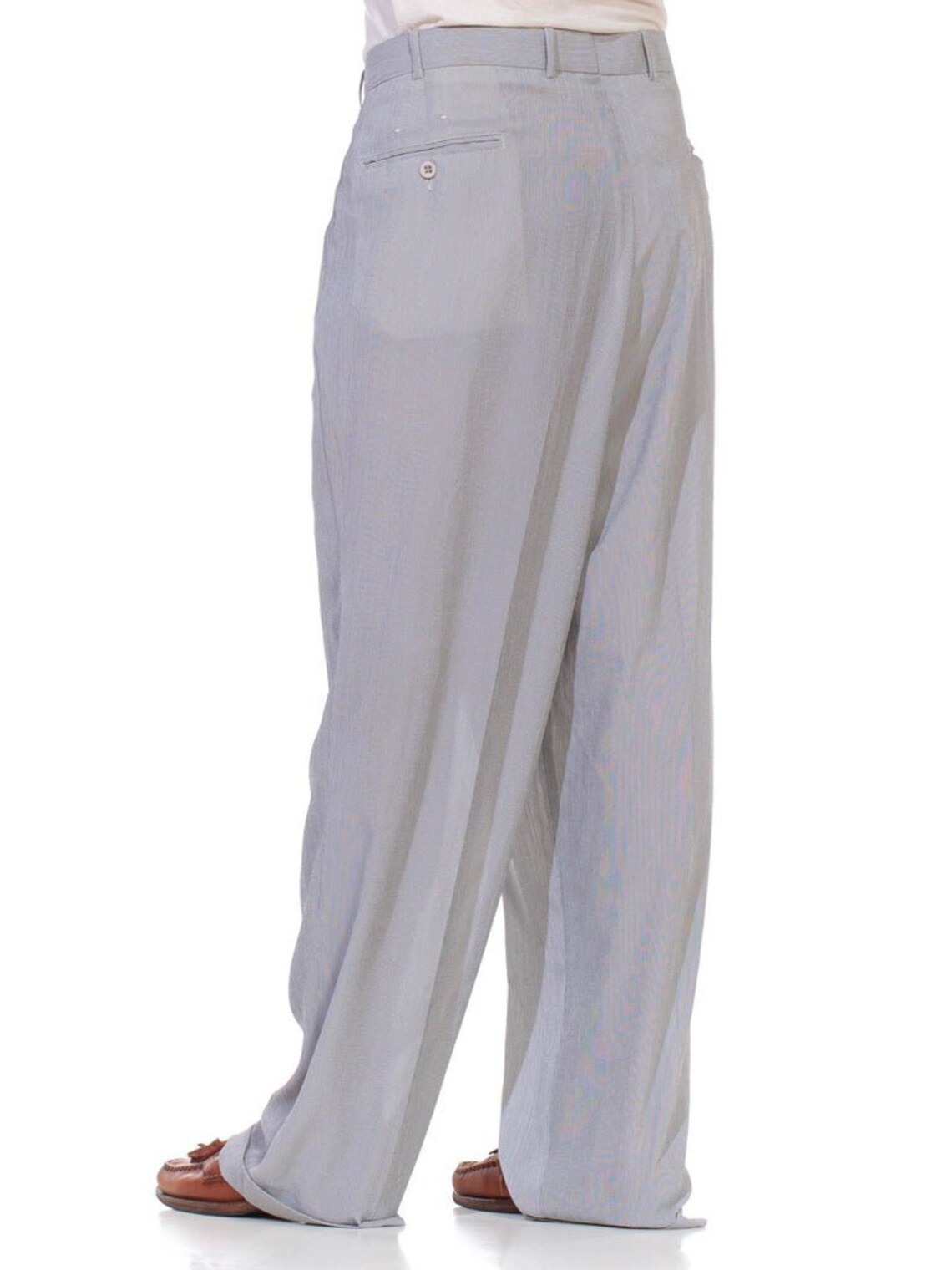 1990S Grey Polyester Rat Pack Style Men's Very Lightweight Crepe Pants ...