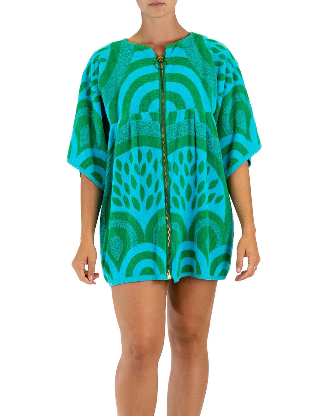 1960S Aqua Blue Cotton Terry Cloth Beach Duster With Towel - Etsy