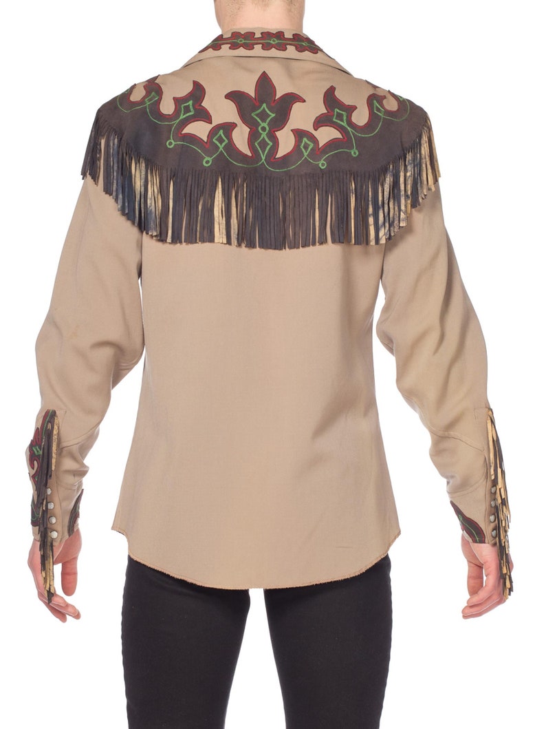 1940S Oyster Grey Wool Gabardine Custom Made Western Shirt With ...