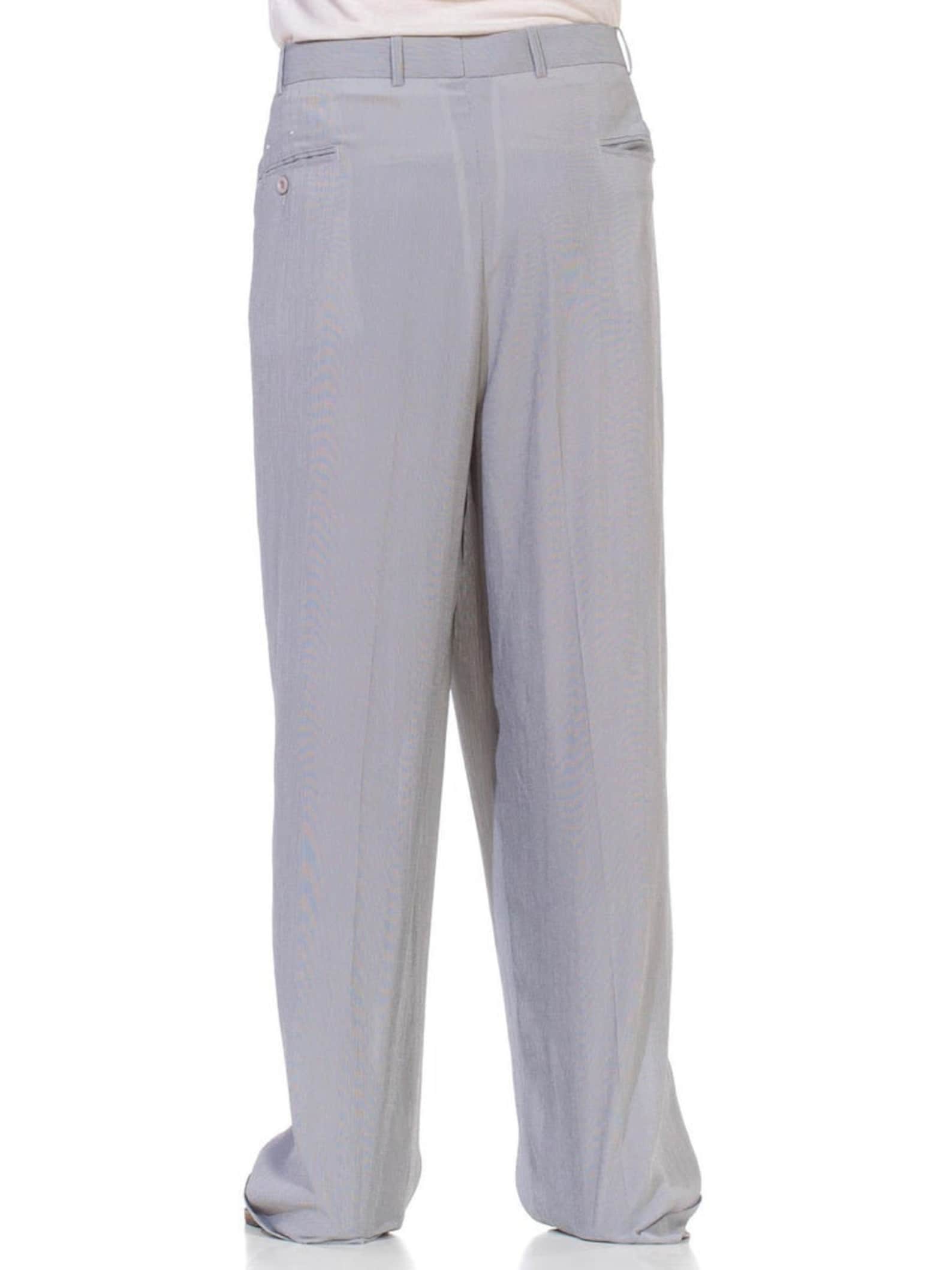 1990S Grey Polyester Rat Pack Style Men's Very Lightweight Crepe Pants ...