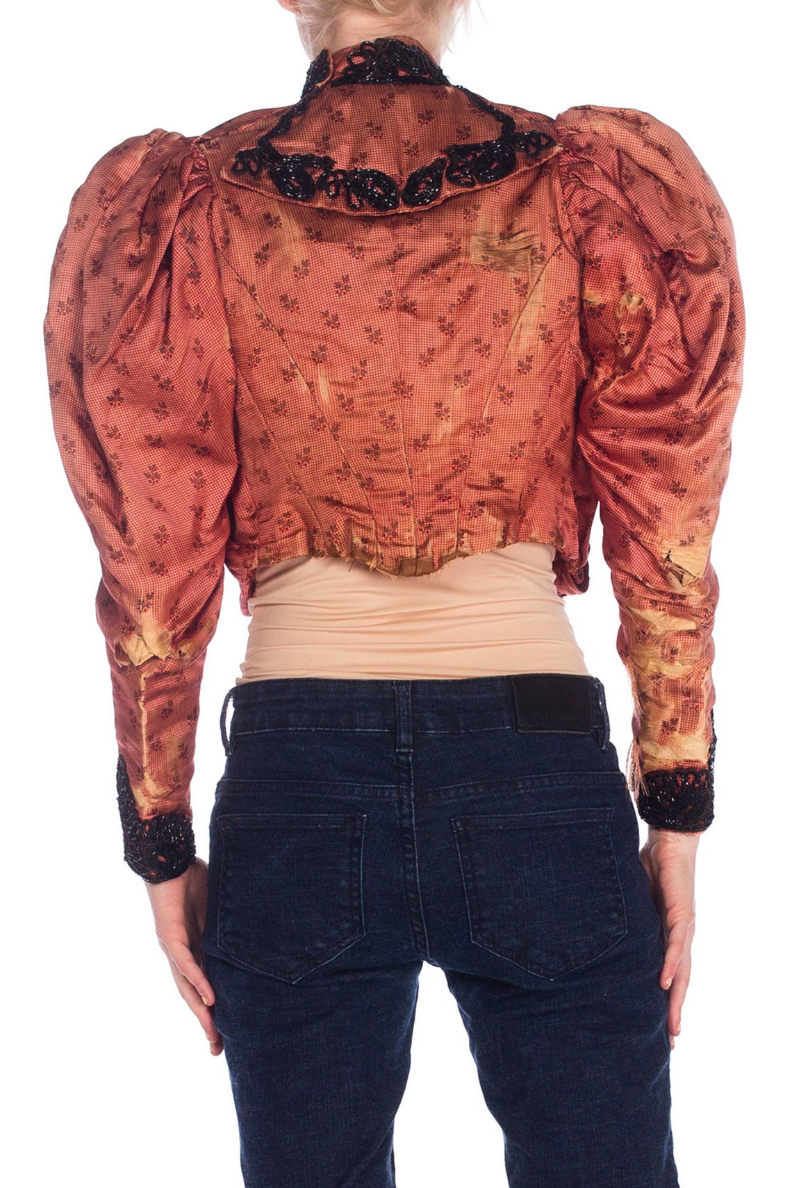 Victorian Brick Red Printed Silk & Cotton Satin 1890S Jacket - Etsy