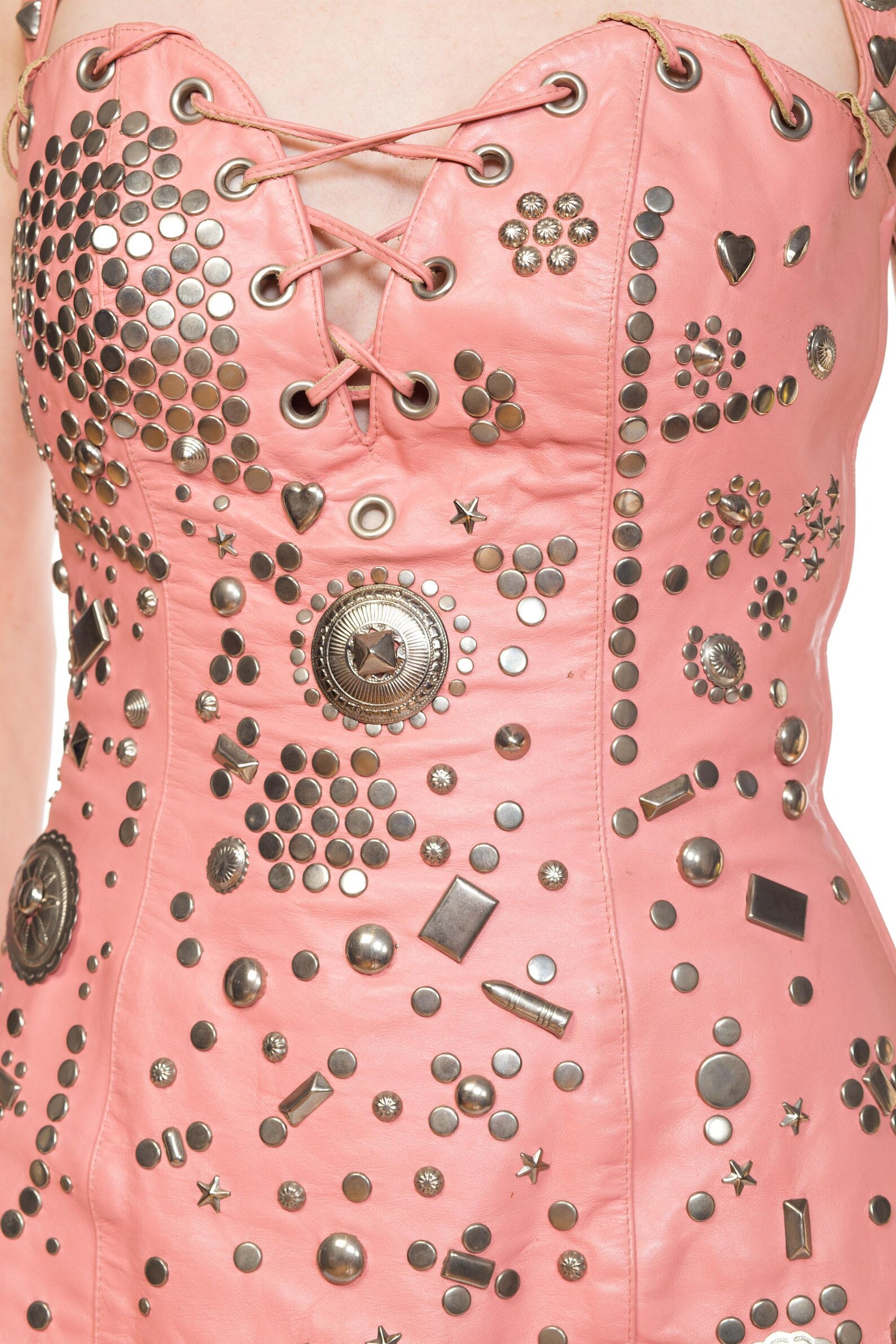 1980S Studded Pink Leather Rocker Chick Dress - Etsy