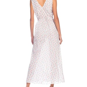 1930S Pink & Blue Floral Cotton Voile Bias Cut Negligee Slip Dress Robe ...