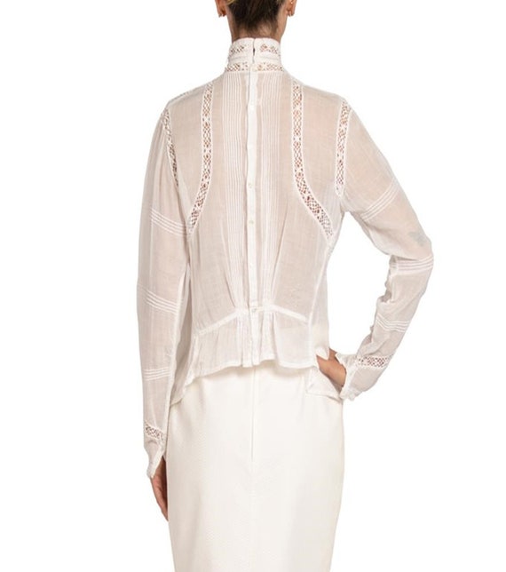 Victorian White Organic Cotton Handmade Lace Top - Gem