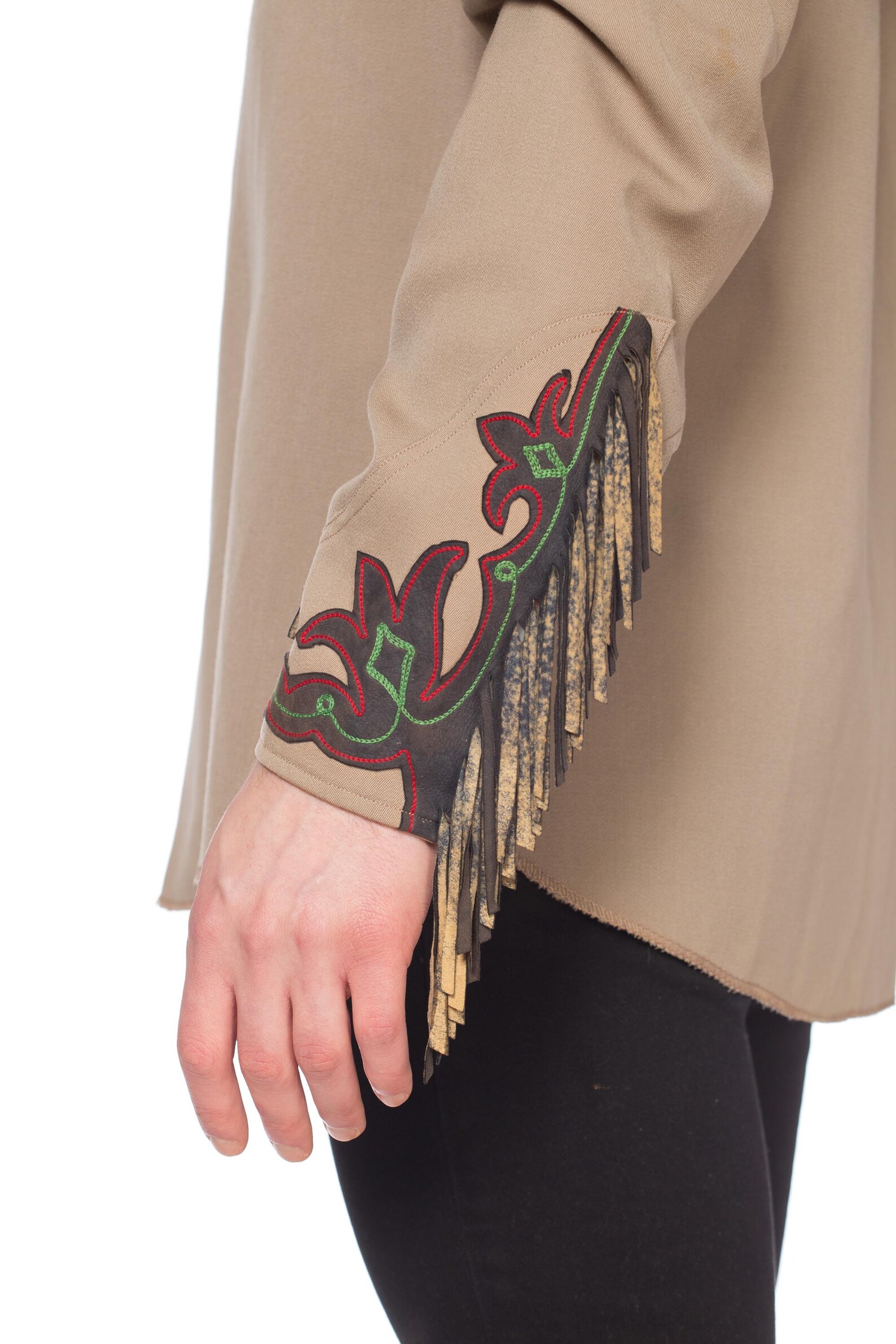 1940S Oyster Grey Wool Gabardine Custom Made Western Shirt With ...