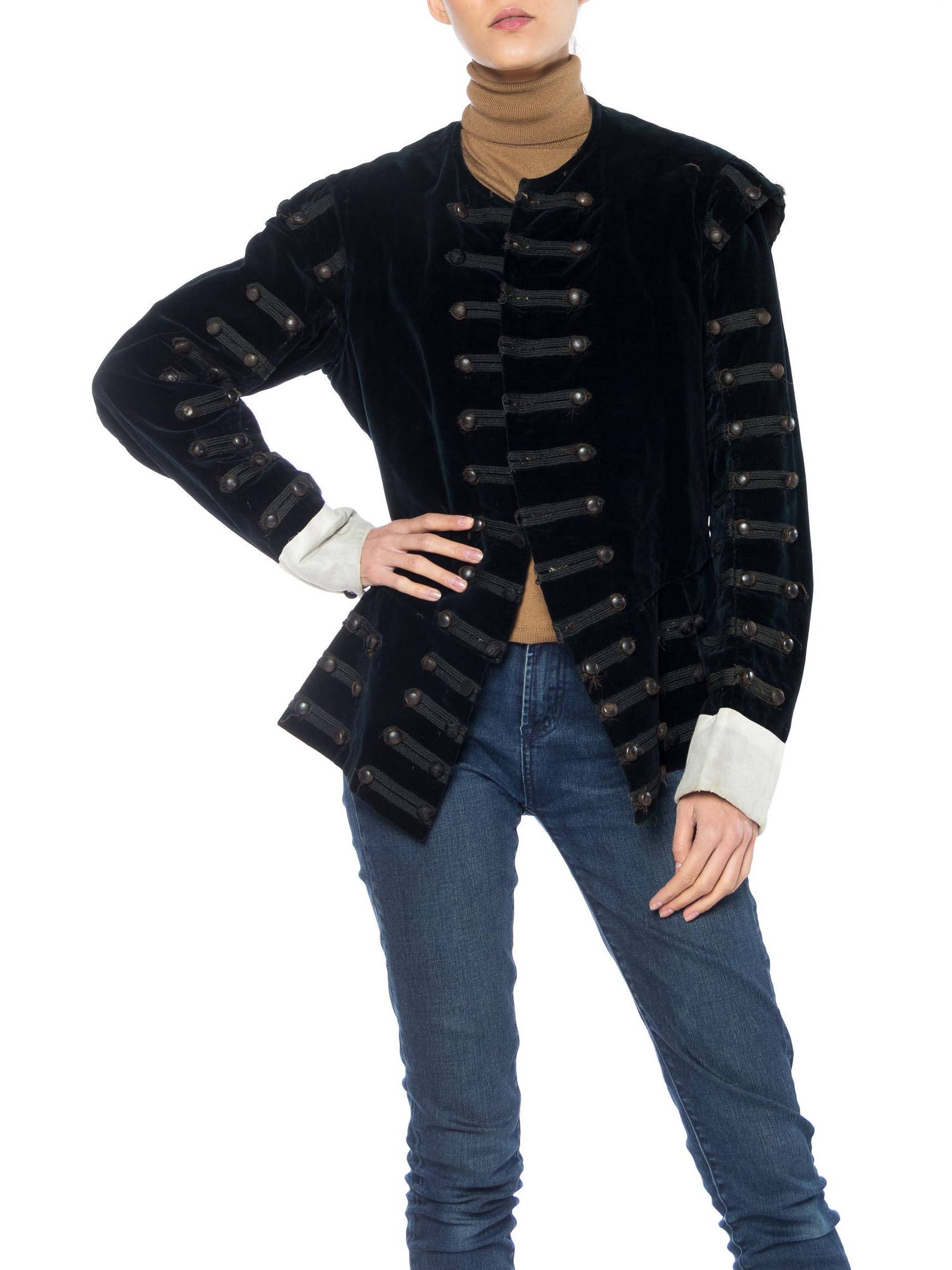 Victorian Black Cotton & Silk Velvet Men's 16th Century Style Doublet ...