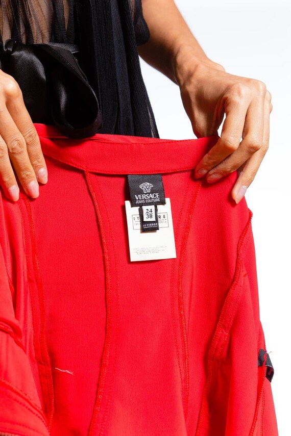 1990S Versace Red Sexy Utility Dress With Belt Buckle… - Gem