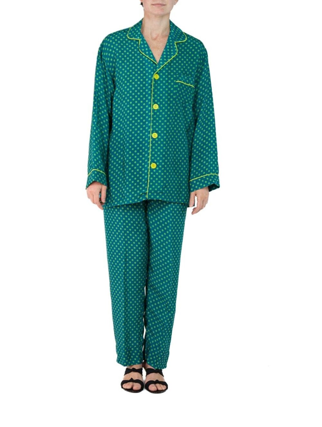 Morphew Collection Sea Green Polka Dot Print Cold Rayon Bias Draw ...