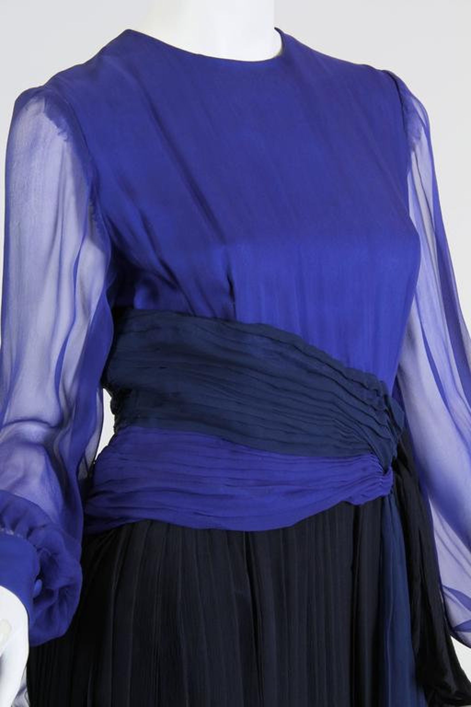 1980S ANDRE LAUG Haute Couture Silk Chiffon Cocktail Dress in Shades of ...