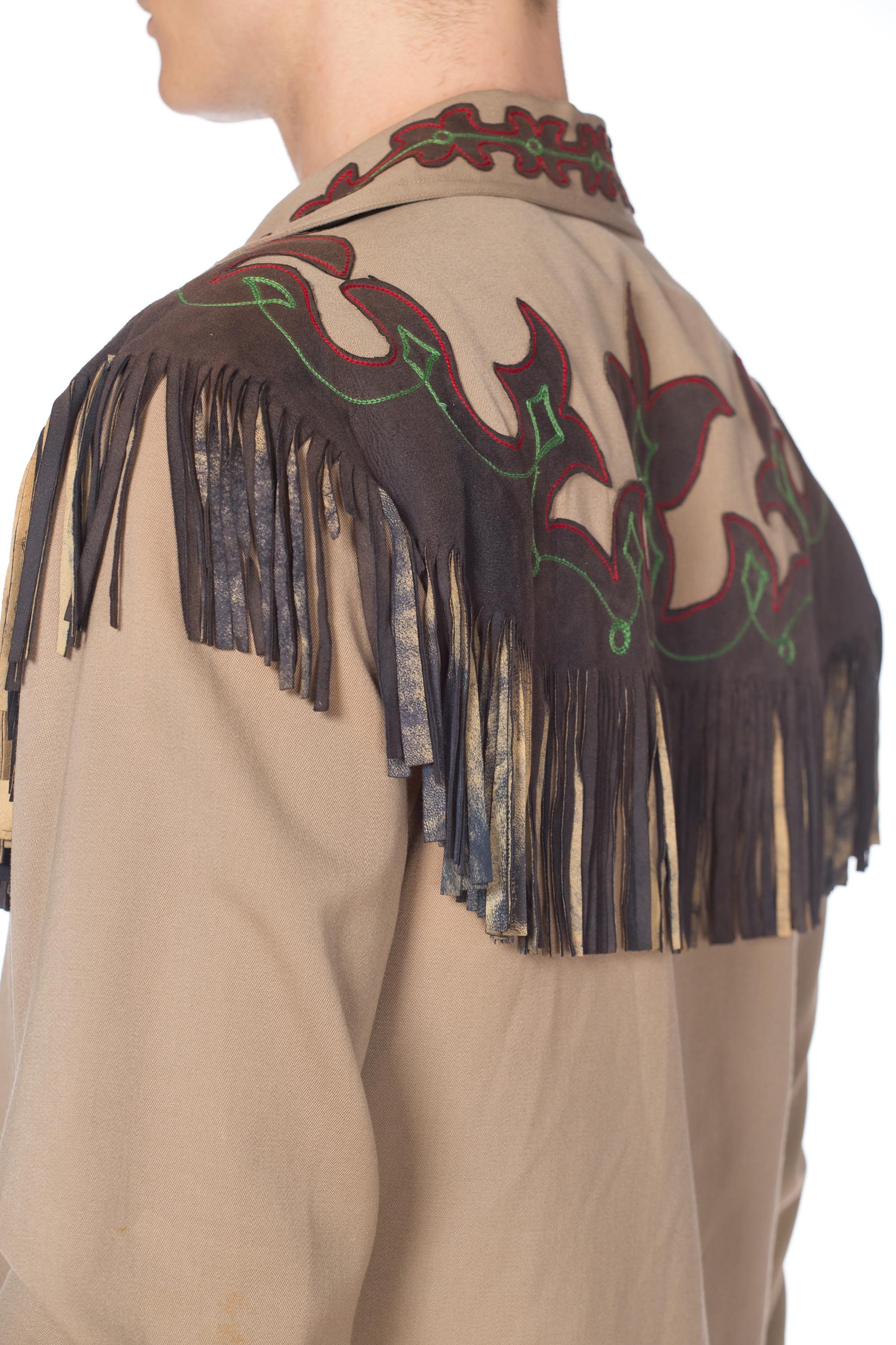 1940S Oyster Grey Wool Gabardine Custom Made Western Shirt With ...