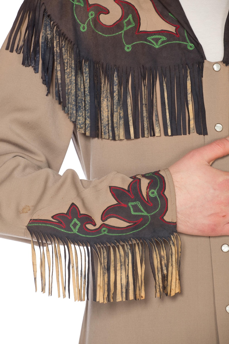 1940S Oyster Grey Wool Gabardine Custom Made Western Shirt With ...