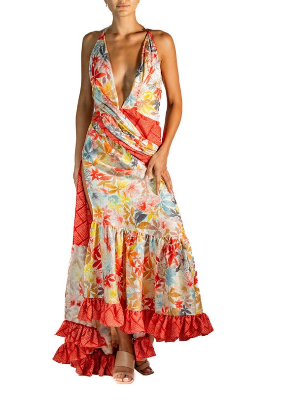 Morphew Atelier Red Amber Bias Cut Japanese Kimono S… - Gem