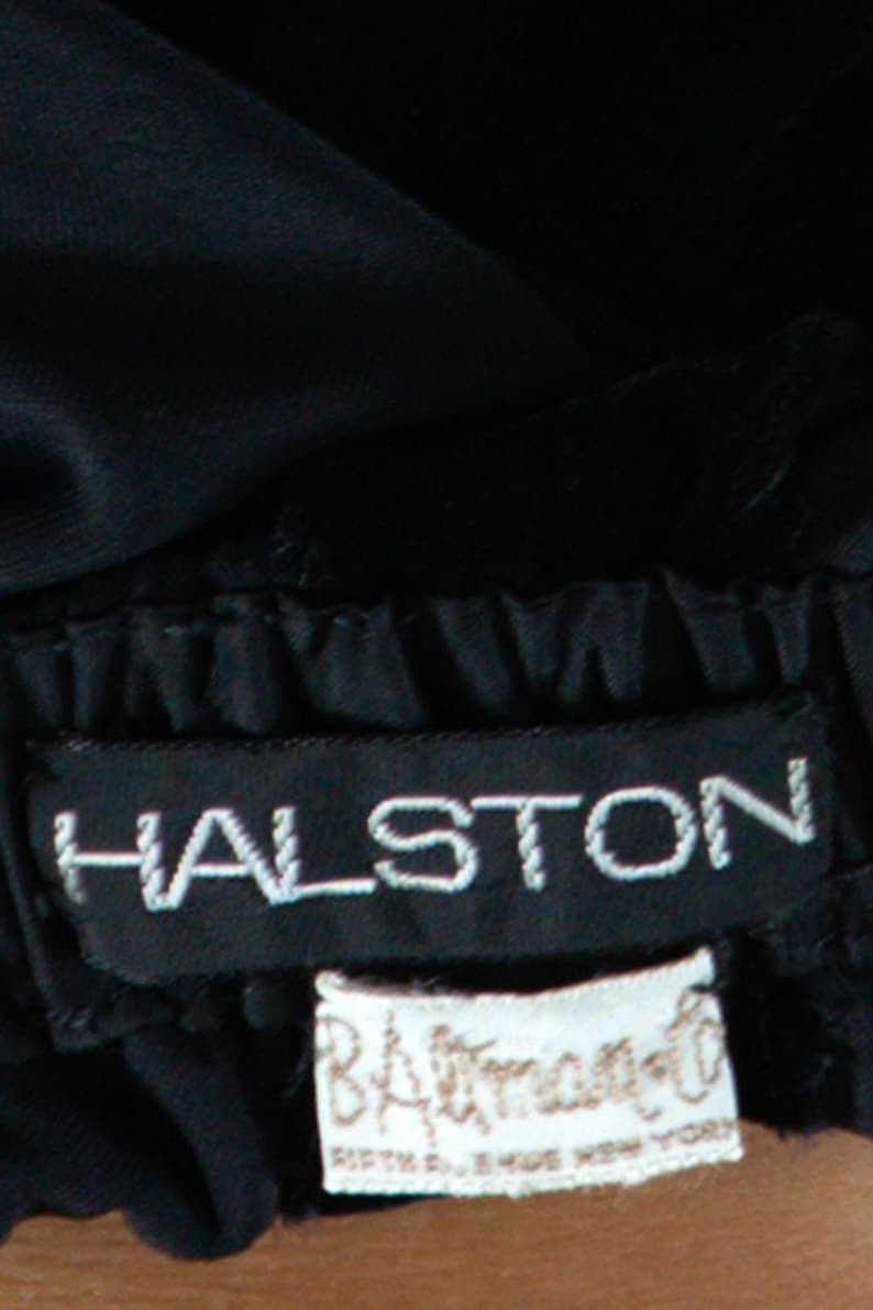 1970S Halston Black Bias Cut Silk Velvet Low Gown Nwt - Etsy