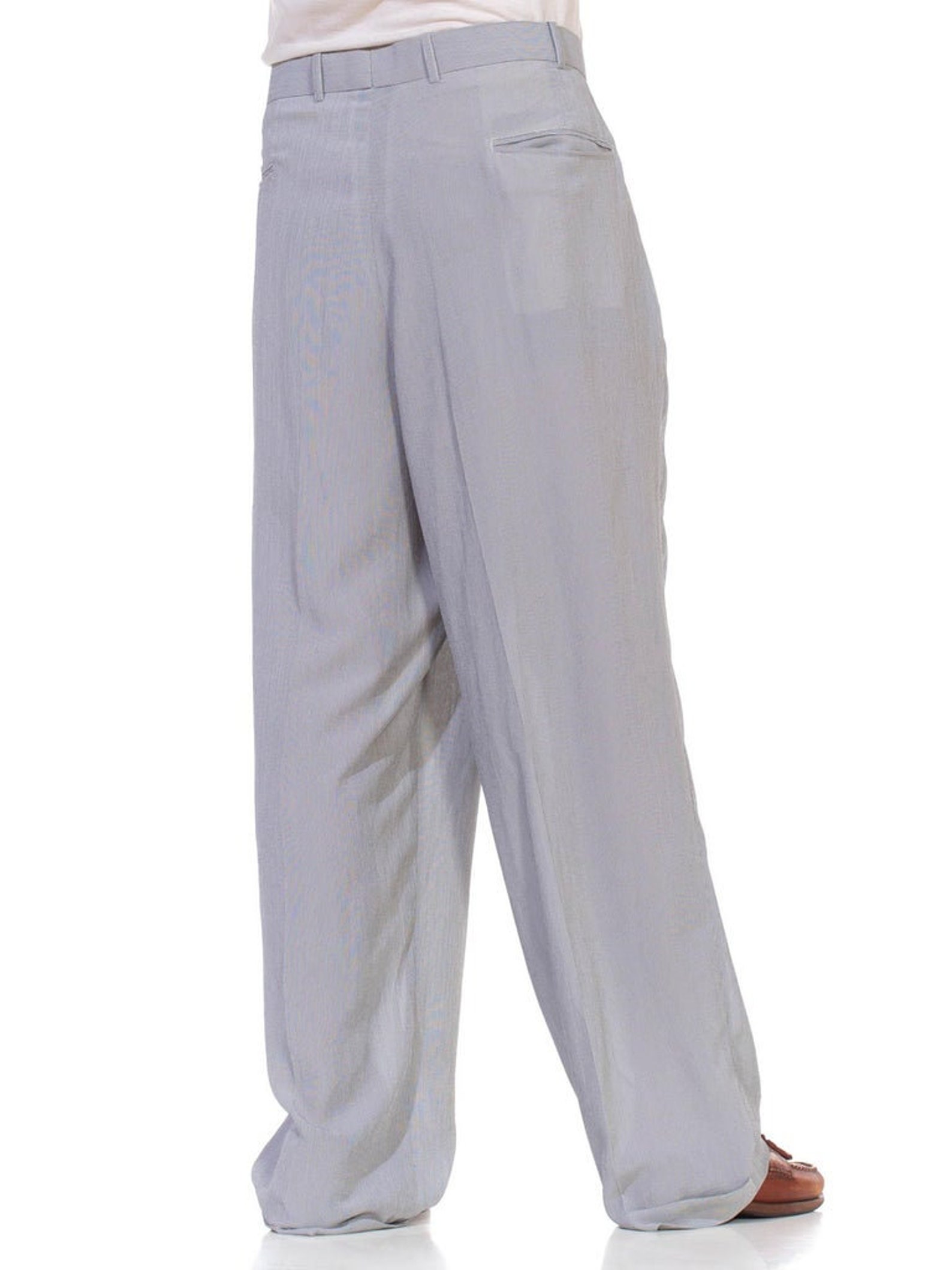 1990S Grey Polyester Rat Pack Style Men's Very Lightweight Crepe Pants ...