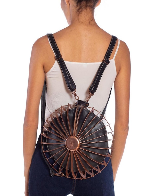 1990S Jean Paul Gaultier Copper Leather Backpack Bag - Gem