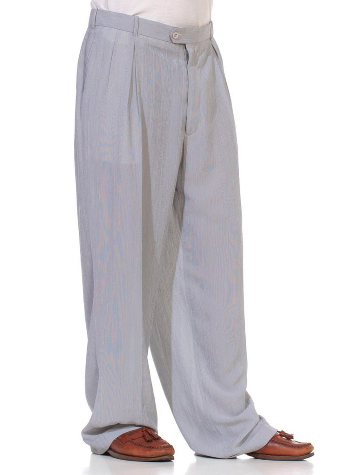 1990S Grey Polyester Rat Pack Style Men's Very Lightweight Crepe Pants ...