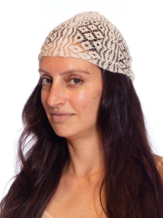 1920S Cream Hand Crochet Cotton Lace Beret Or Cloche … - Gem