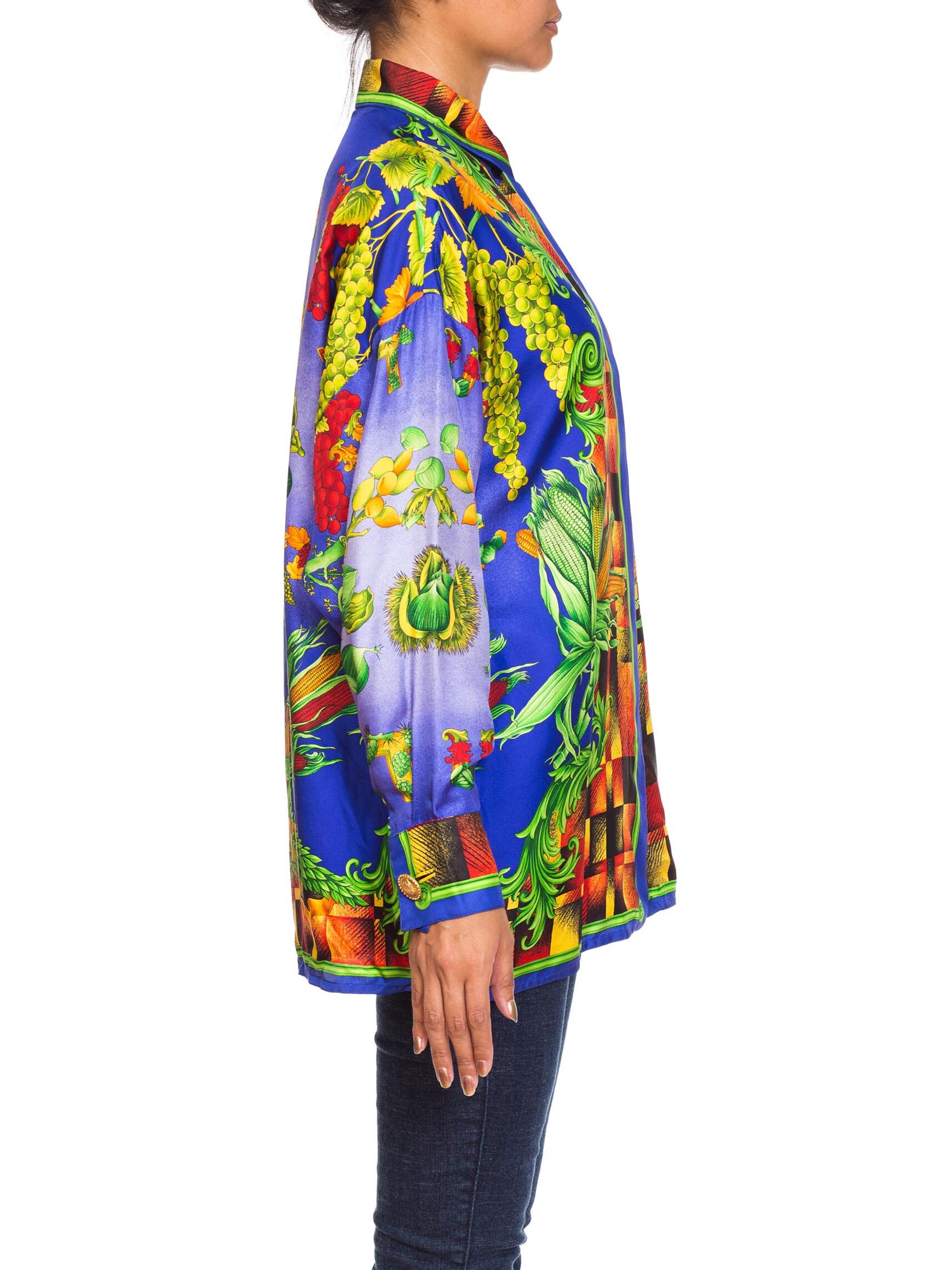 1990S GIANNI VERSACE Silk "autumn Nature" Baroque Printed Shirt Sz 40 ...