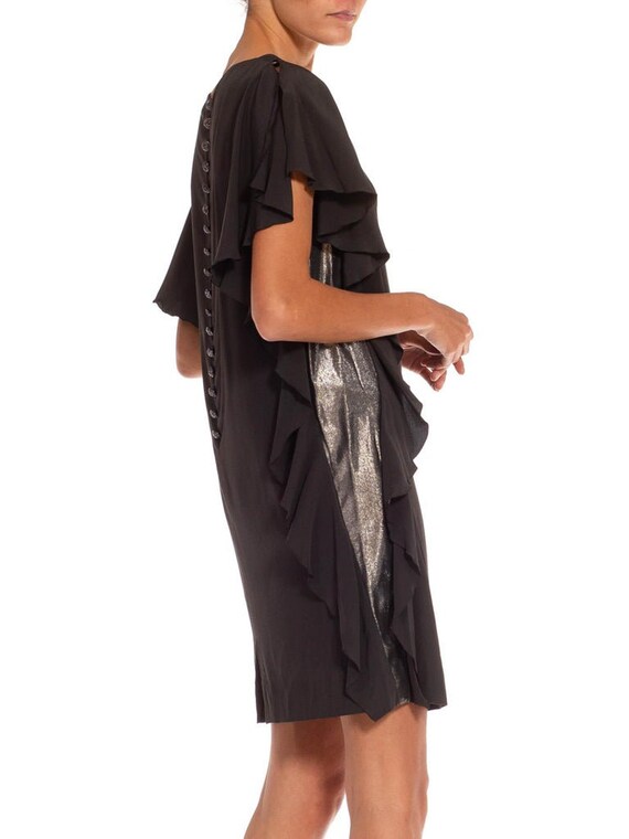 1980S Karl Lagerfeld Chloe Gun Metal Silk Ruffle Slee… - Gem