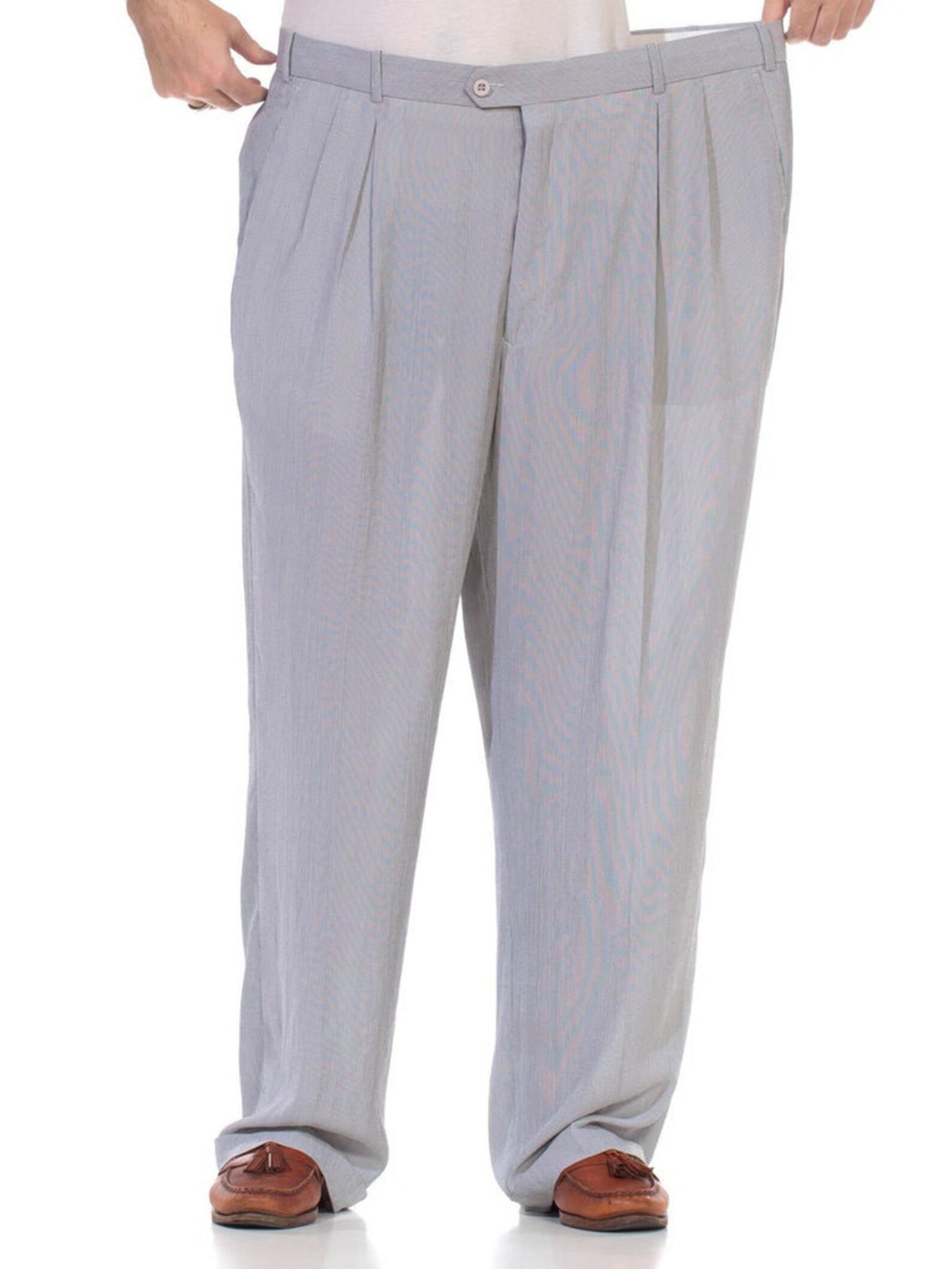 1990S Grey Polyester Rat Pack Style Men's Very Lightweight Crepe Pants ...