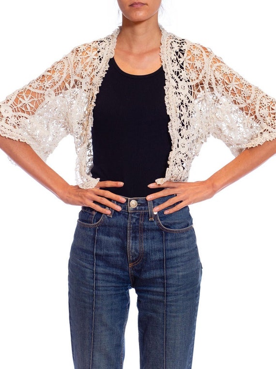 Edwardian Linen Handmade Lace Jacket - Gem