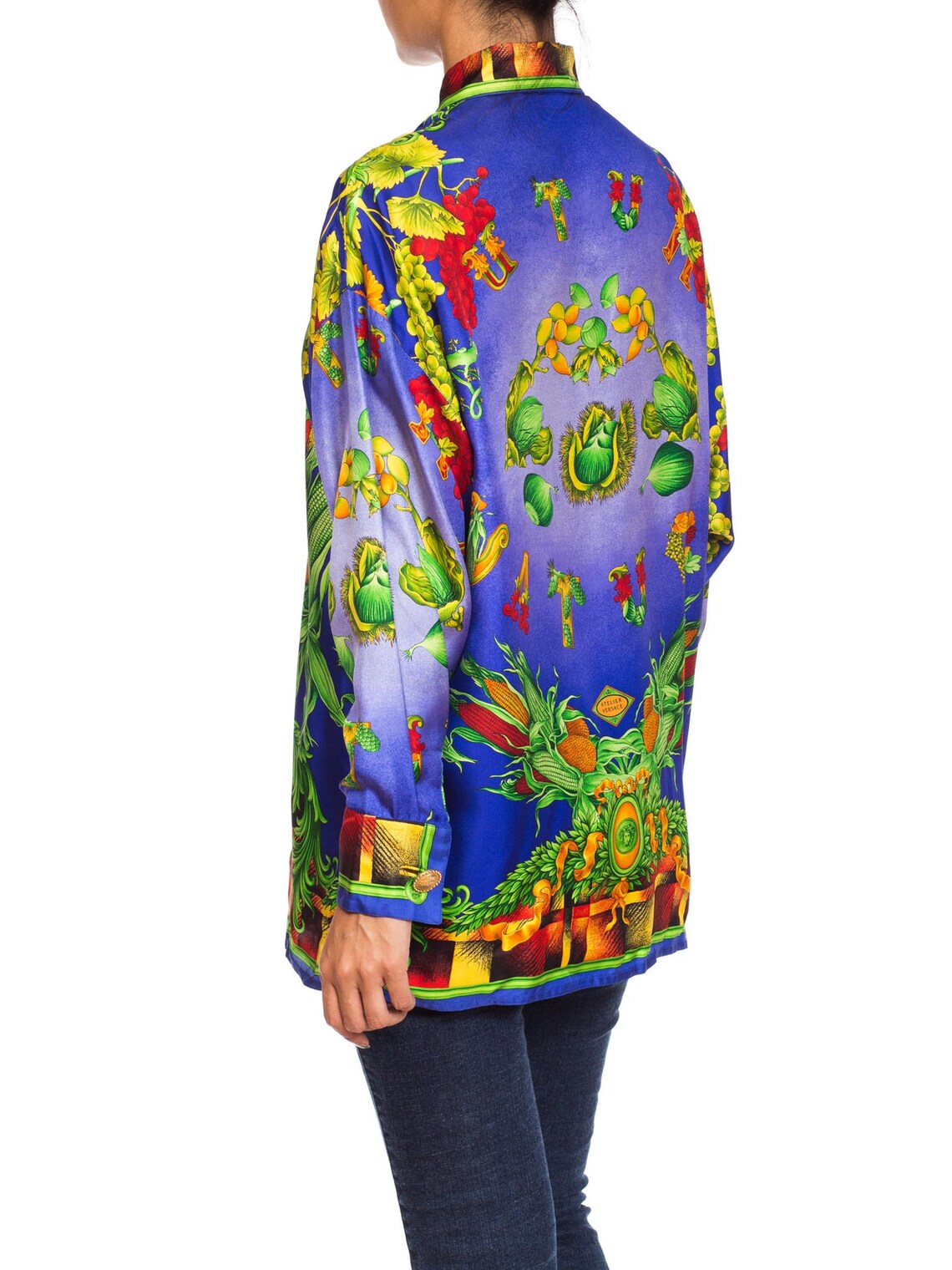 1990S GIANNI VERSACE Silk "autumn Nature" Baroque Printed Shirt Sz 40 ...