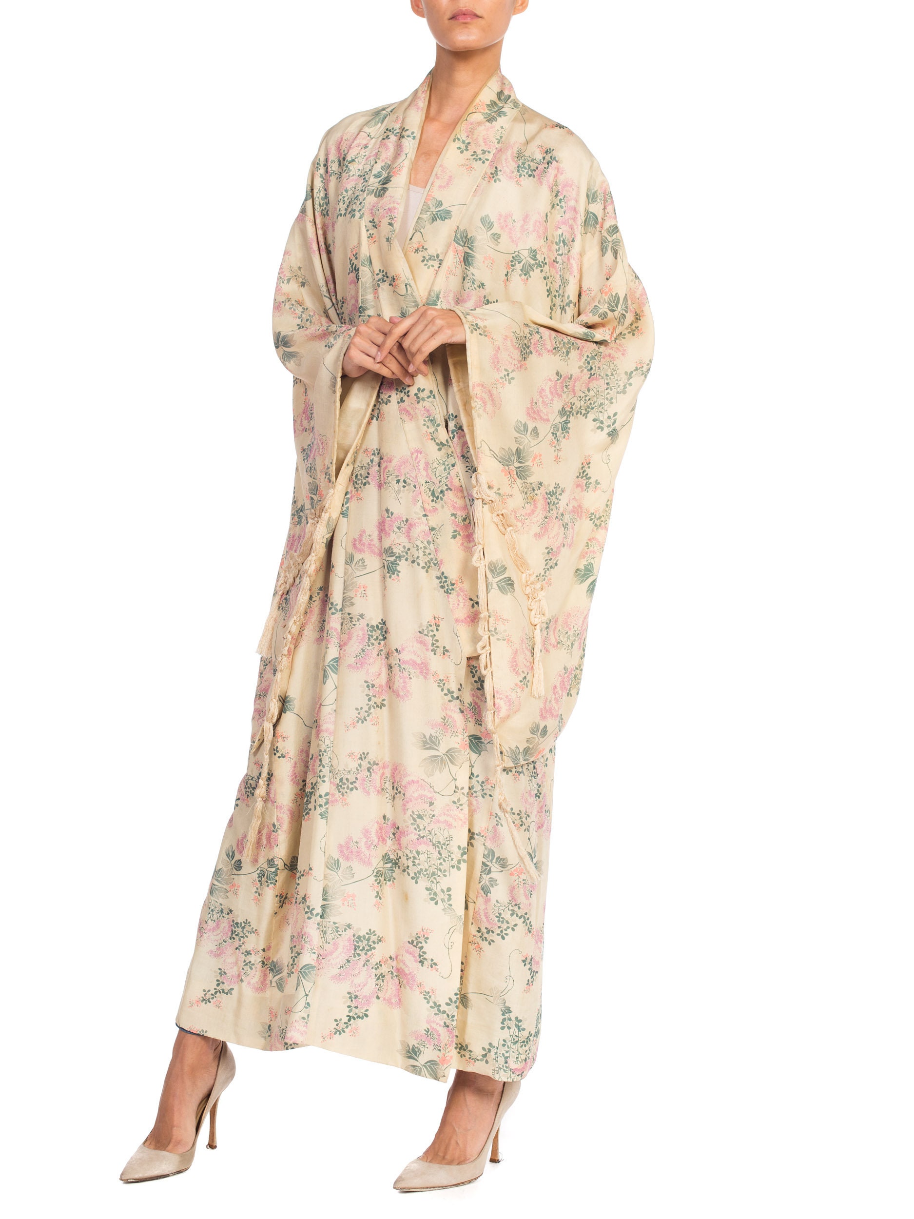 1890S Rare Victorian Hand Printed Light Weight Silk Kimono - Etsy