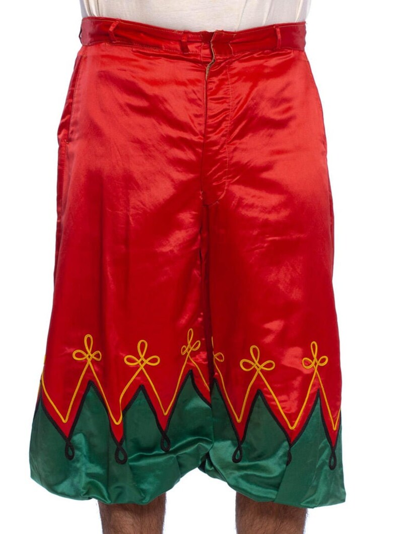 Victorian Red Green Silk Satin Rare Near Mint Men's Antique Circus ...