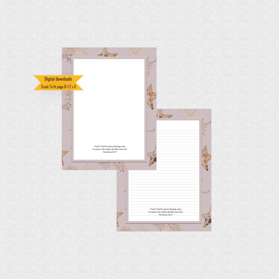 JW Letter Writing Paper Instant Download Nautical Stationery - Etsy