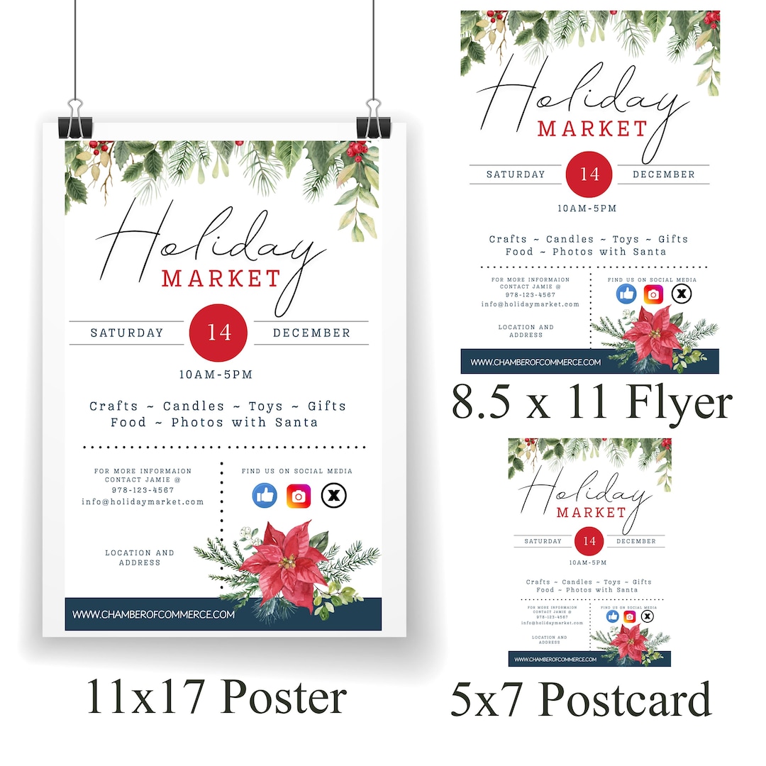 Holiday Market Flyer Template - Editable Canva Holiday Event ...