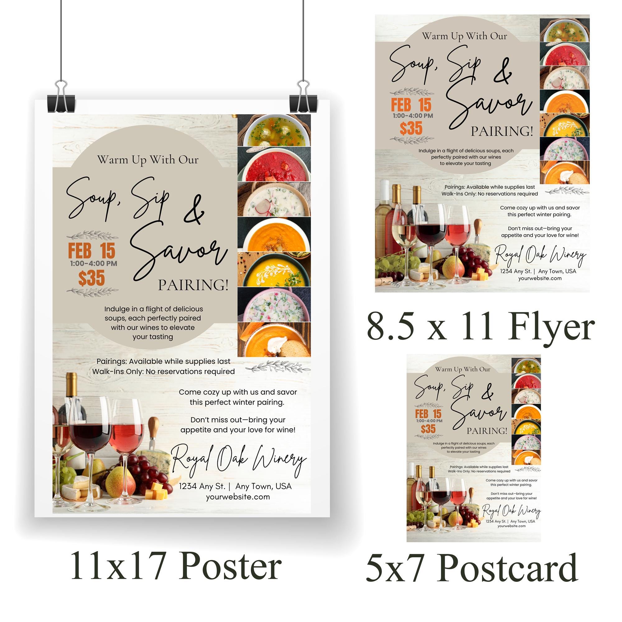 Wine Tasting Event Flyer, Postcard, Poster - Editable Canva Template ...