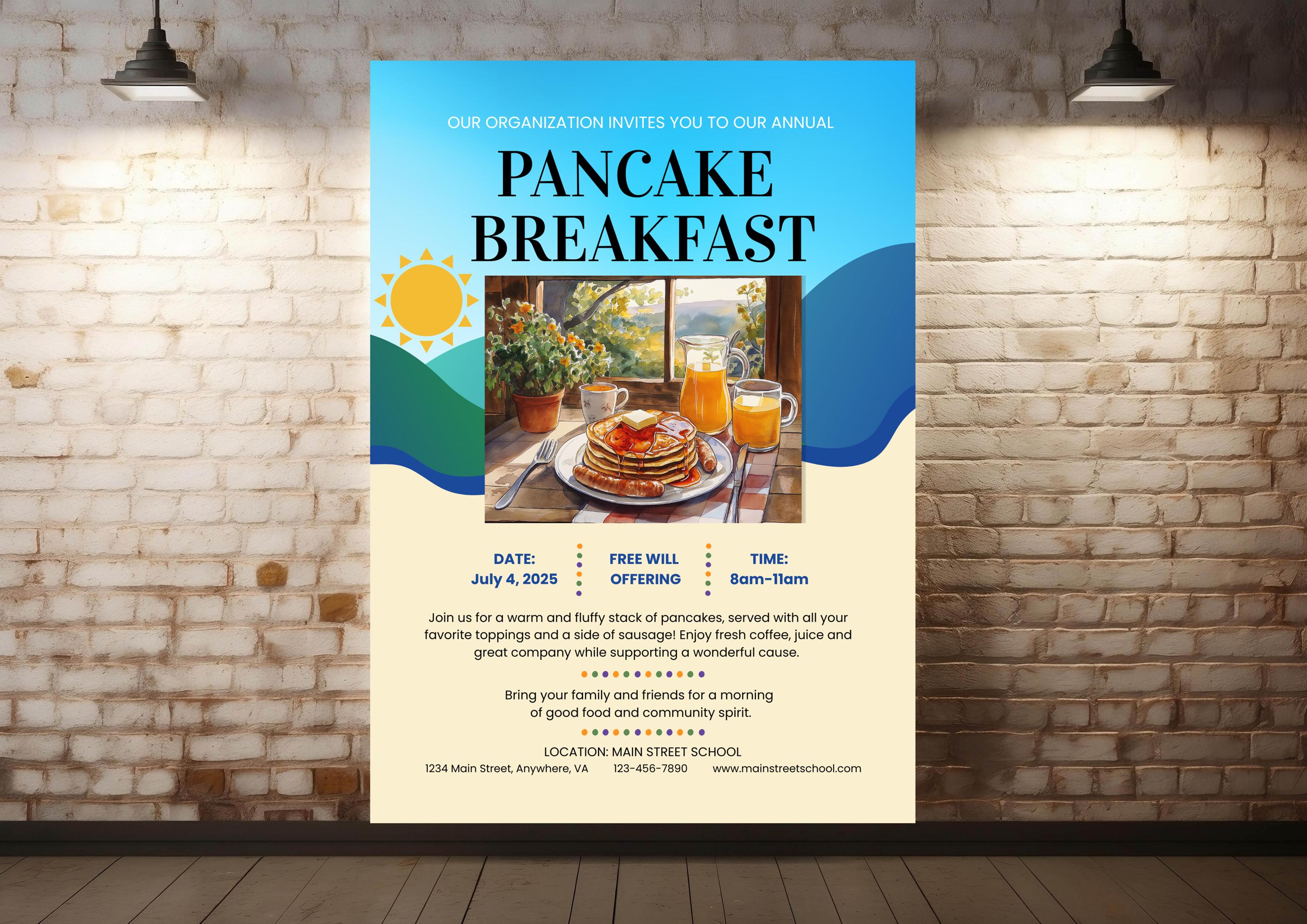 Pancake Breakfast Flyer, Postcard, Poster, School, Church, Community ...