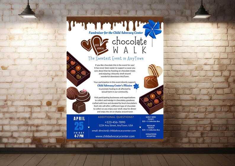Chocolate Walk Fundraising Flyer for Charity Events - Editable ...
