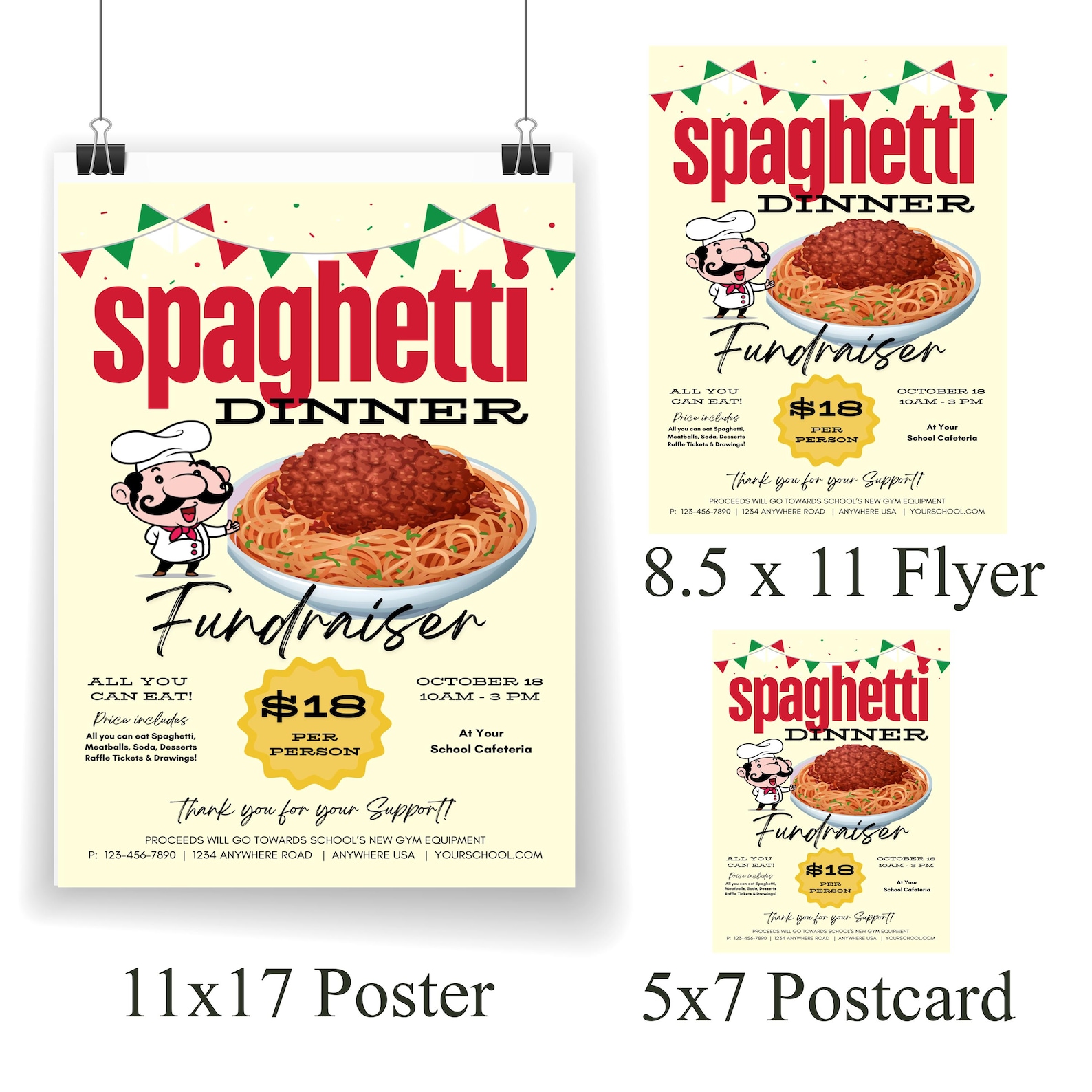 Spaghetti Dinner Fundraiser, Editable Canva Flyer Template, School ...