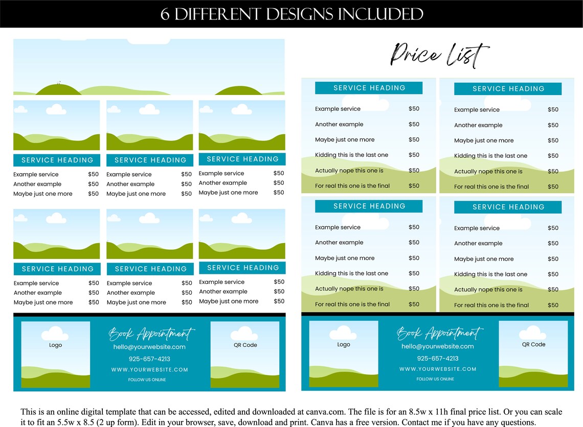6 Price List Templates, Editable in Canva - Professional Editable ...