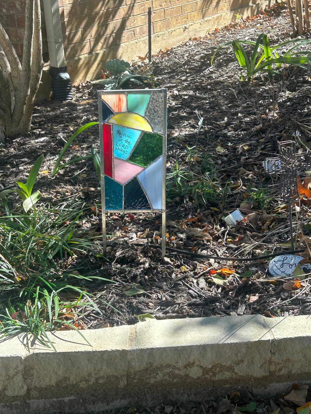 Stained Glass Garden Yard Stake "rejoice in the Lord Always”. Ready to ...