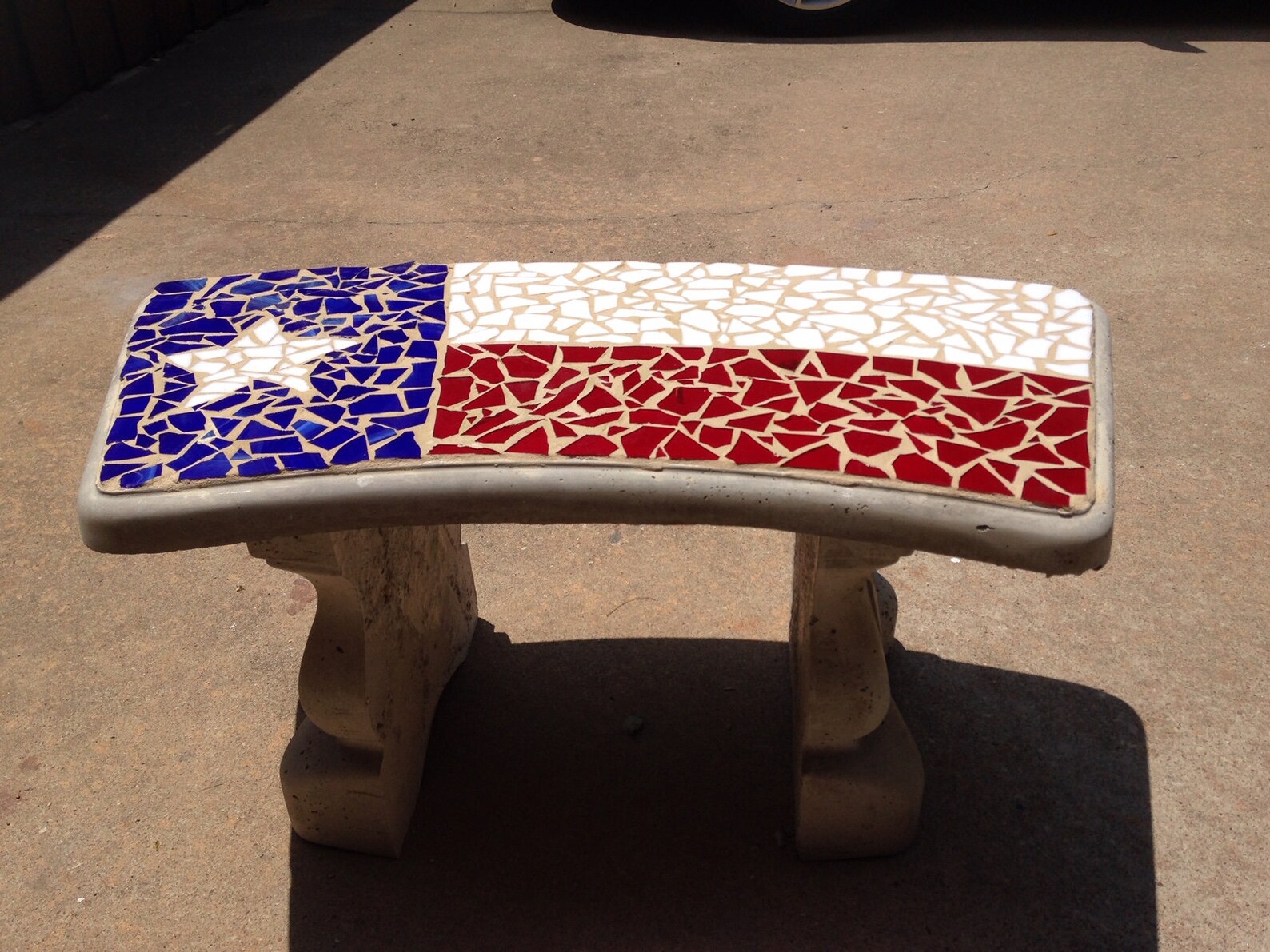 Custom Texas Flag Concrete Bench With Stained Glass Mosaic Top - Etsy