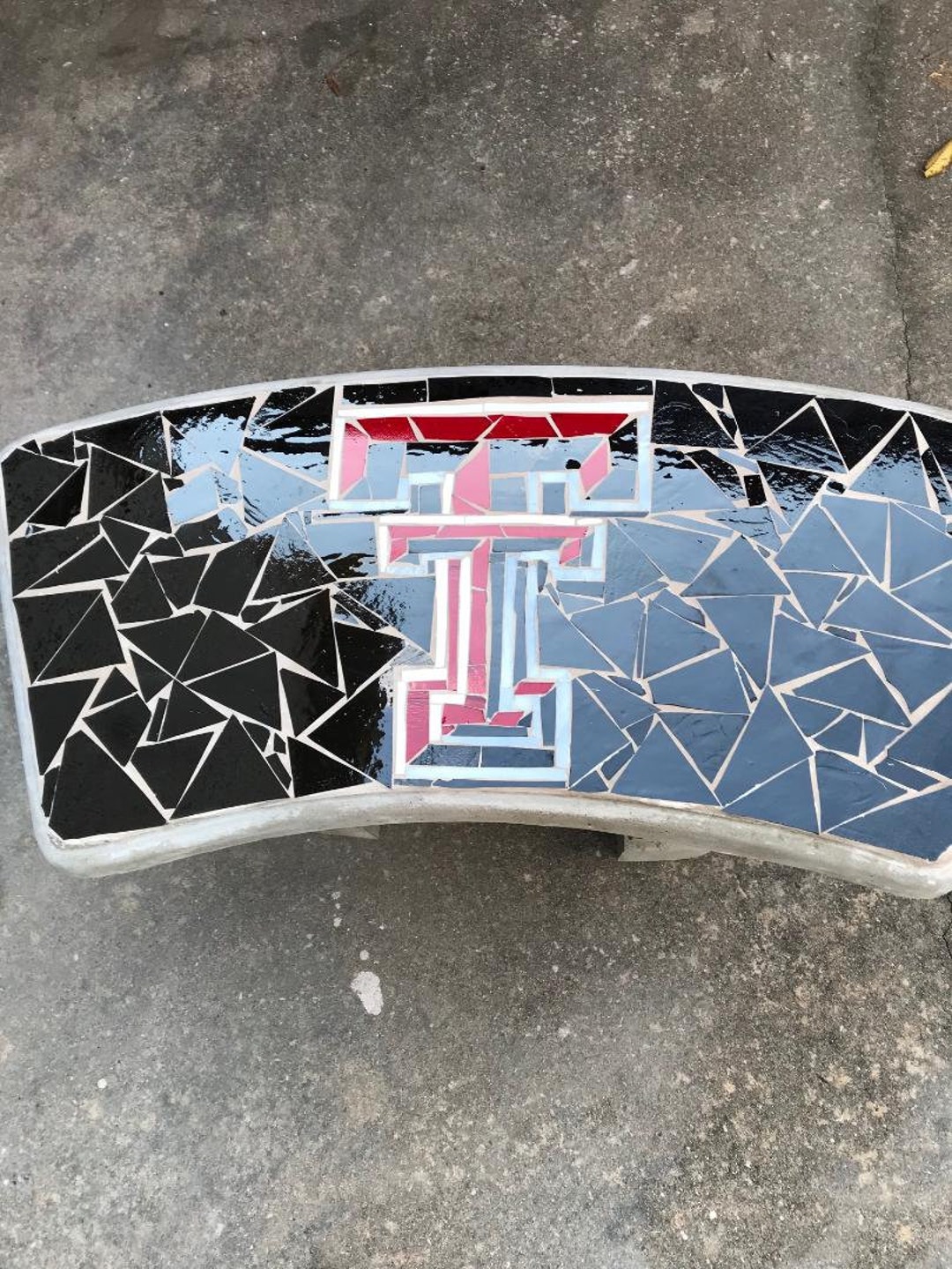Custom Texas Tech Concrete Bench With Stained Glass Top - NO SHIPPING ...