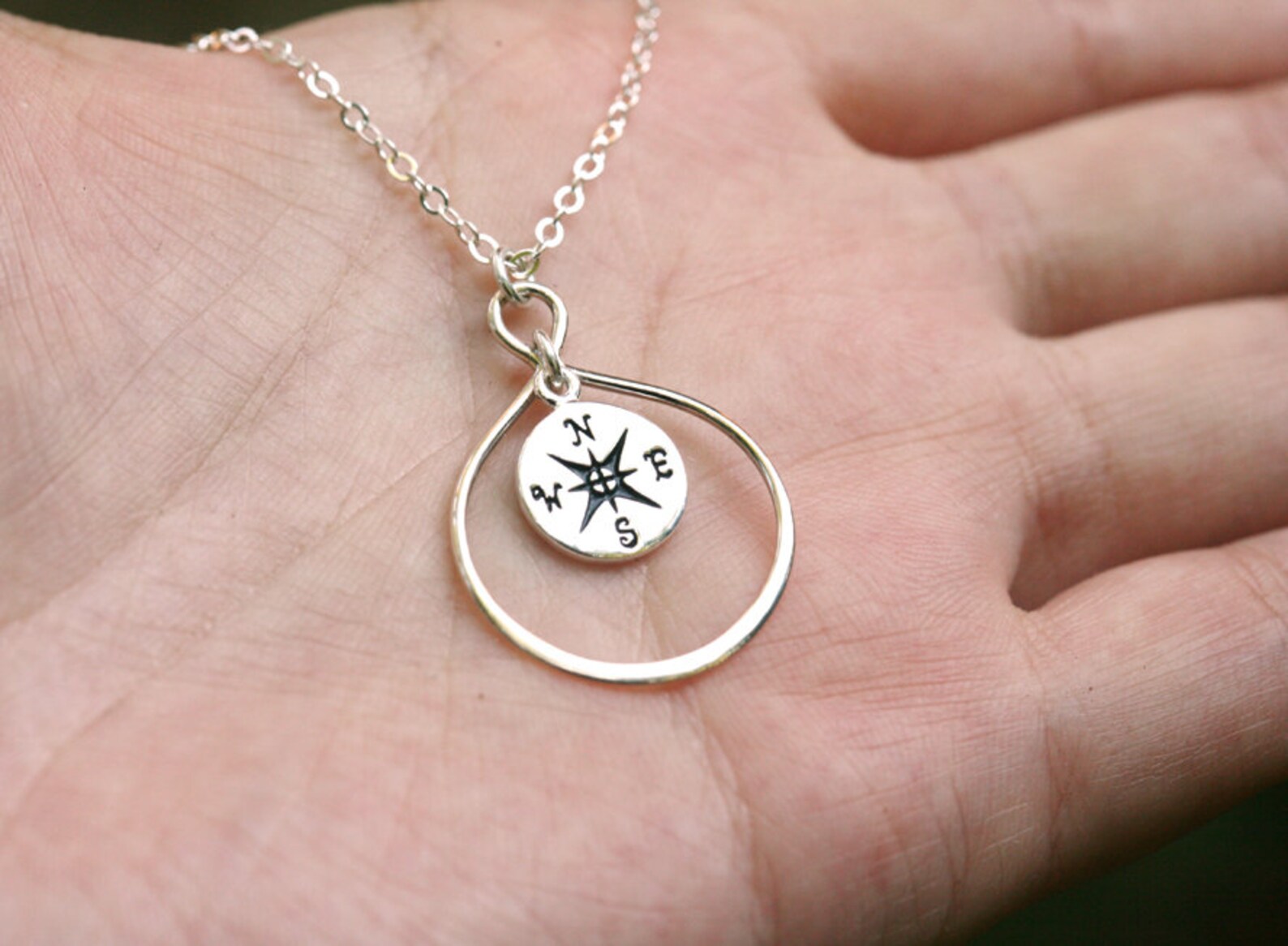 Compass Necklace,infinity Necklace,journey Necklace,teardrop Infinity ...