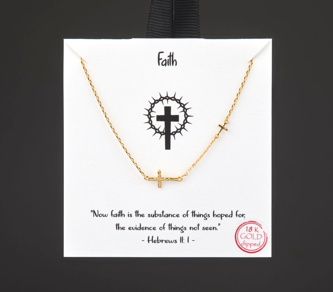 Double Sideways Cross Necklace With Note Card,textured Hammered ...