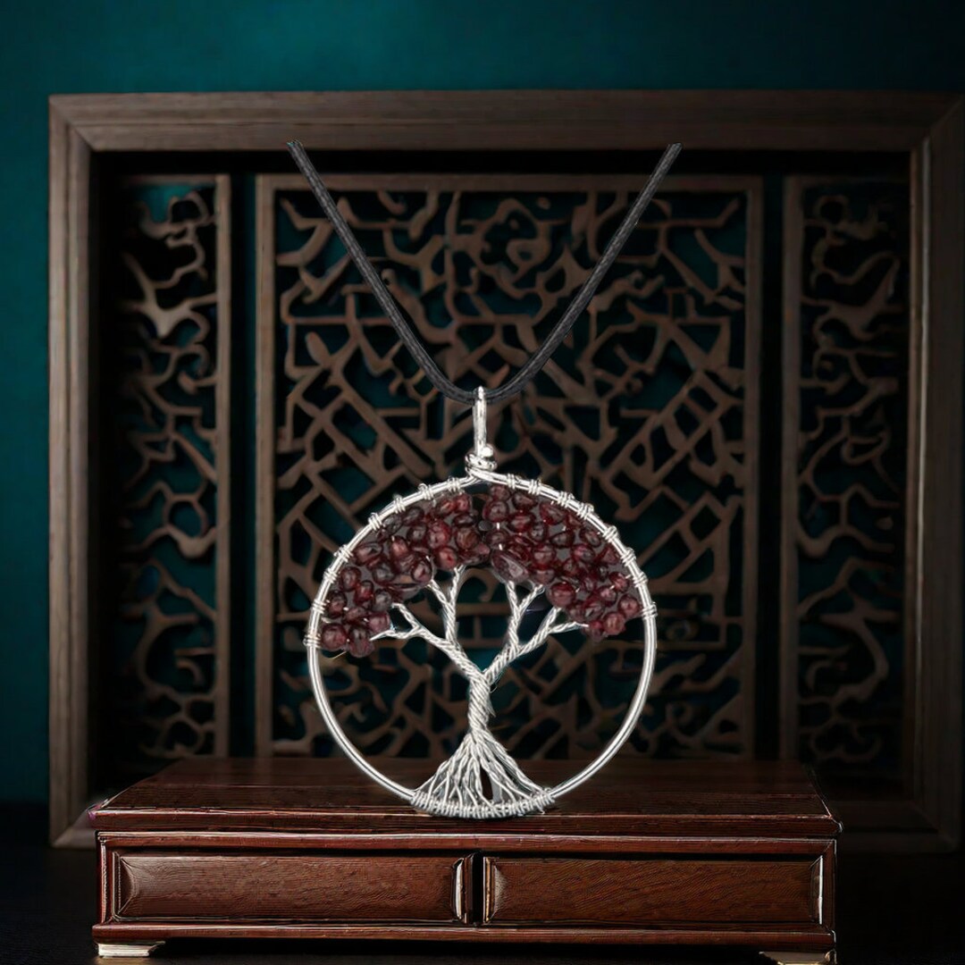 Natural Stone Tree of Life Necklace,amethyst Wire-wrapped Family Tree ...