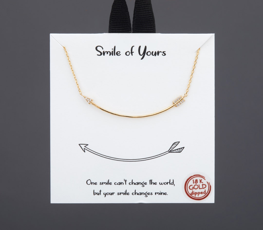 CZ Studded Smiling Arrow Necklace,dainty White Gold Dipped Arrow ...