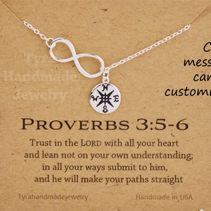 Infinity Compass Lariat,y Necklace,personalized Note Card,graduation ...
